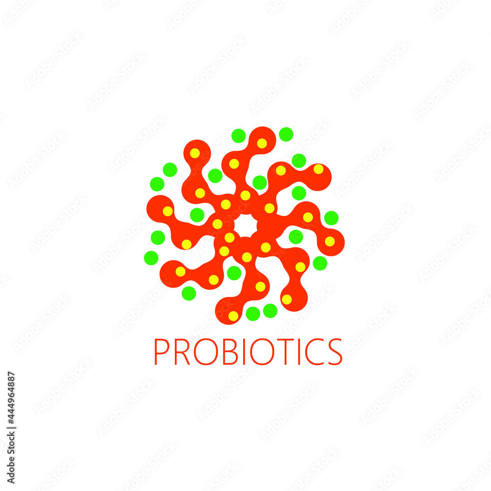 Probiotics logo. Bacteria logo. Concept of healthy nutrition ingredient ...