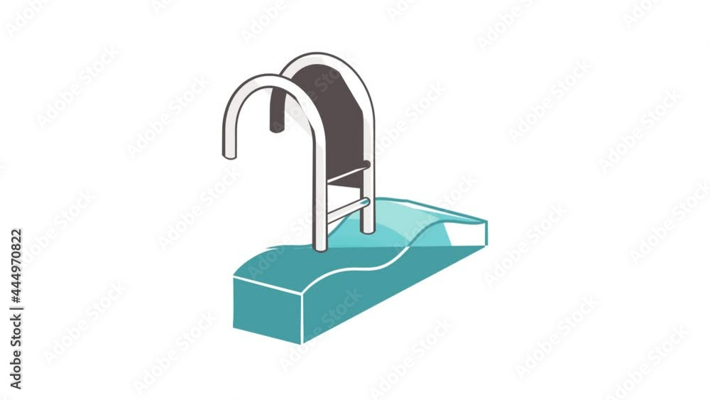 Stairs of the swimming pool icon animation cartoon best object isolated ...