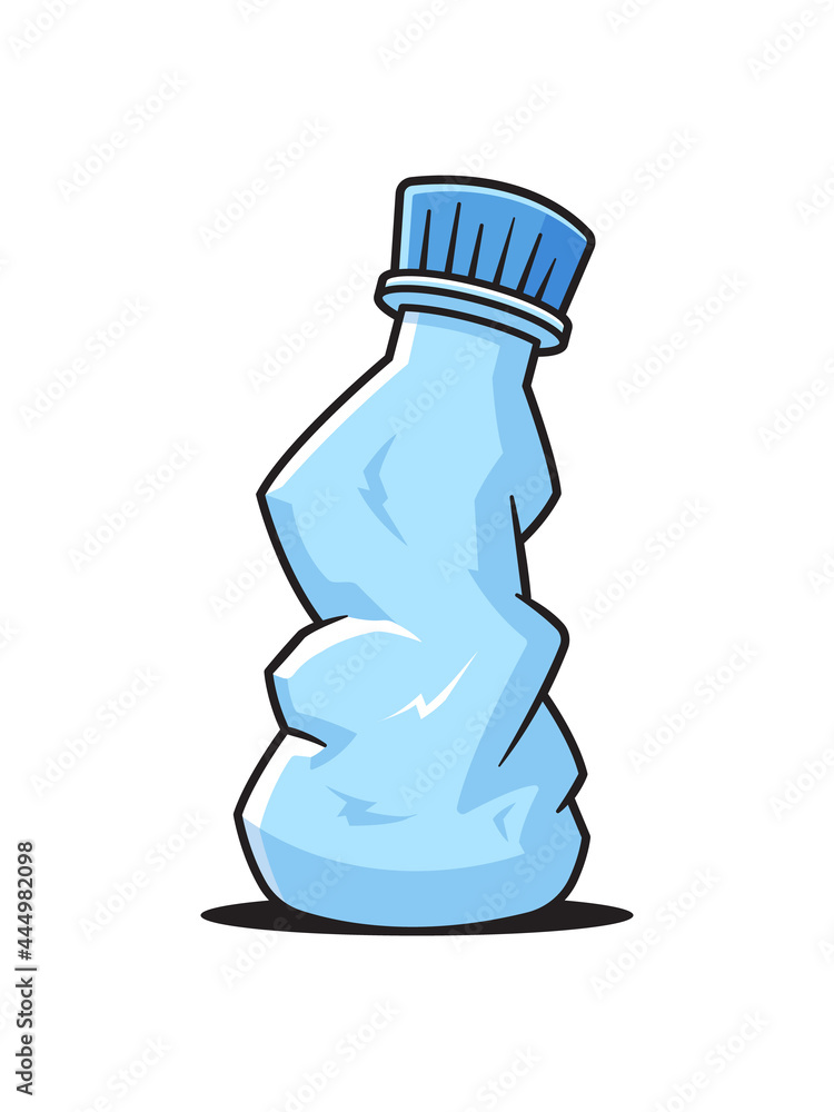 Crushed Plastic Bottle vector illustration isolated on white Stock ...