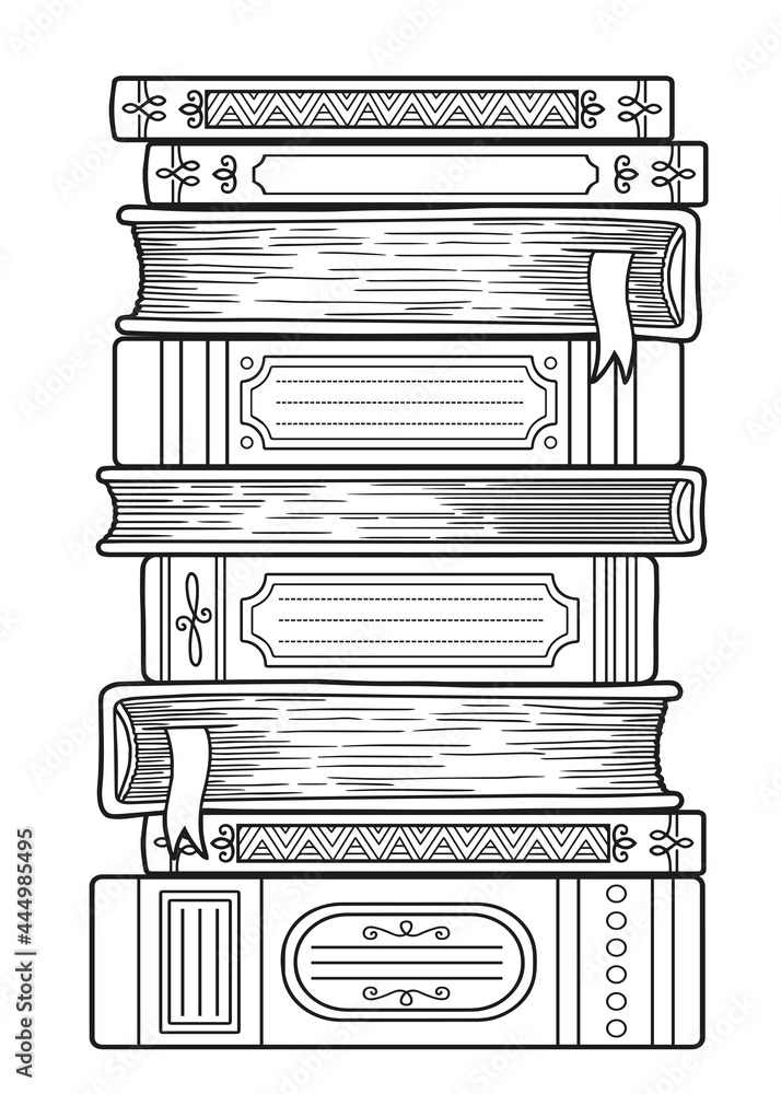 Vector coloring book page. World Book Day. Detailed doodle coloring ...