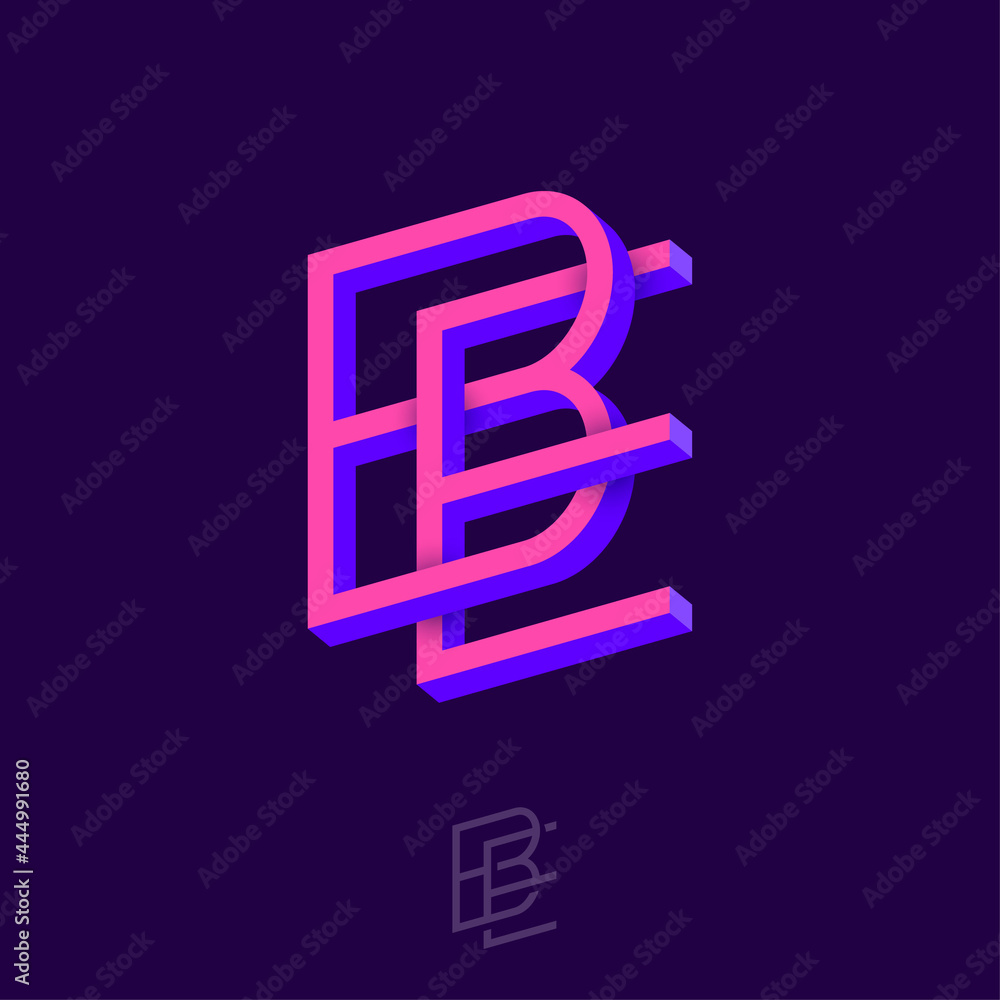 B and E letters. Monogram consist of volumetric letters, crossed ...