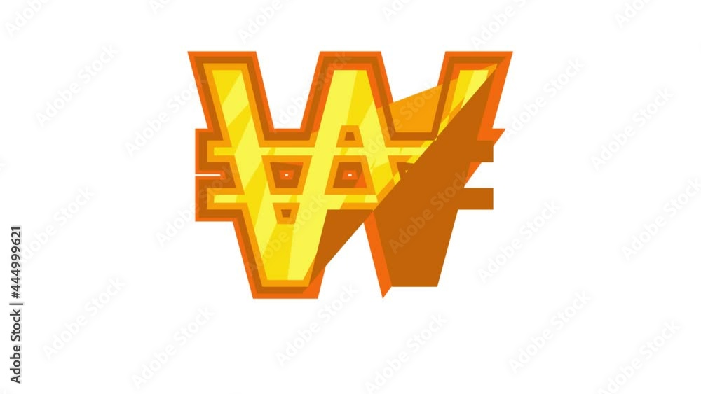 Korean won icon animation cartoon best object isolated on white ...