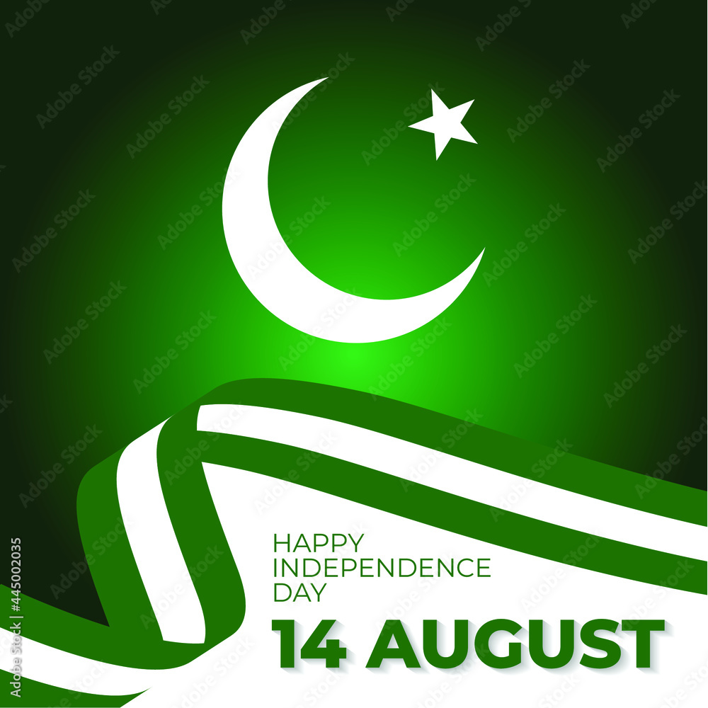 14 August Pakistan Independence Day Celebration Simple Design Stock ...