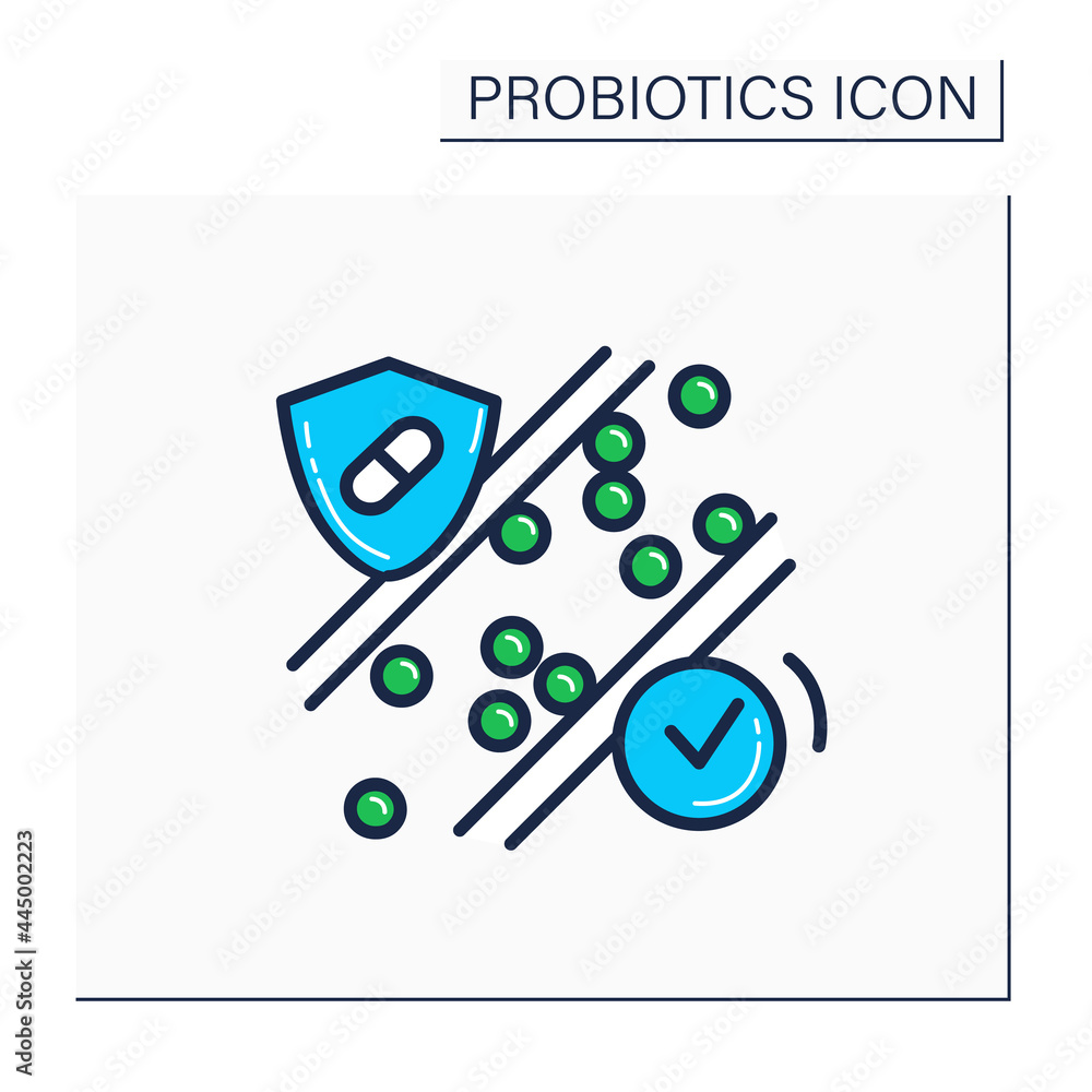 Probiotics color icon. Normalization of cholesterol.Medicines for high ...