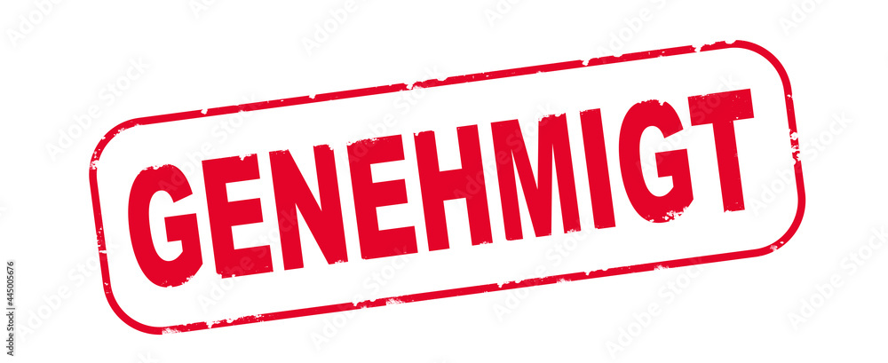 Roter Stempel mit dem Wort: GENEHMIGT, isoliert auf weißem Hintergrund ...