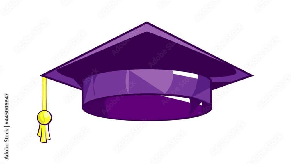 Graduation cap icon animation cartoon best object isolated on white ...