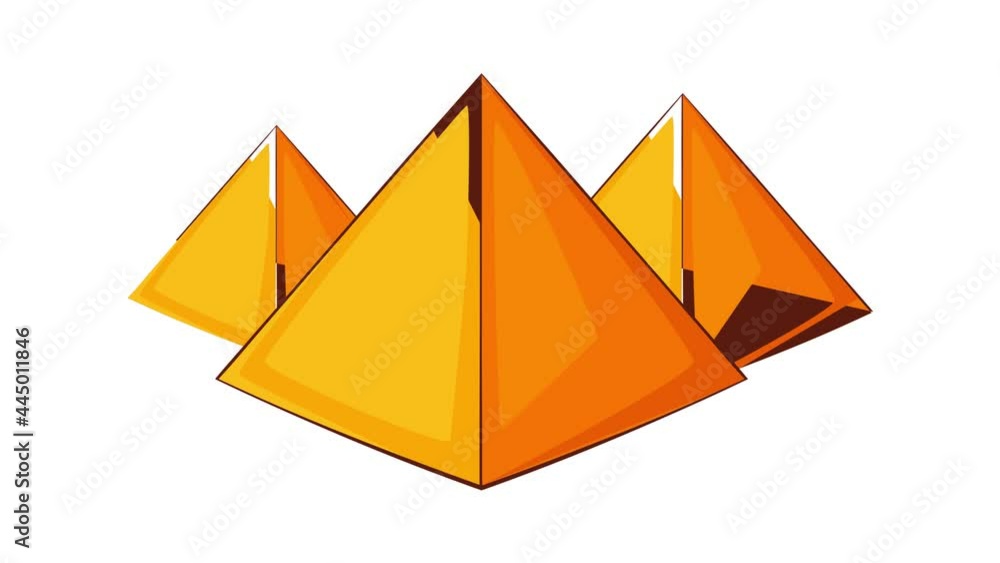 Egyptian pyramids icon animation cartoon best object isolated on white ...