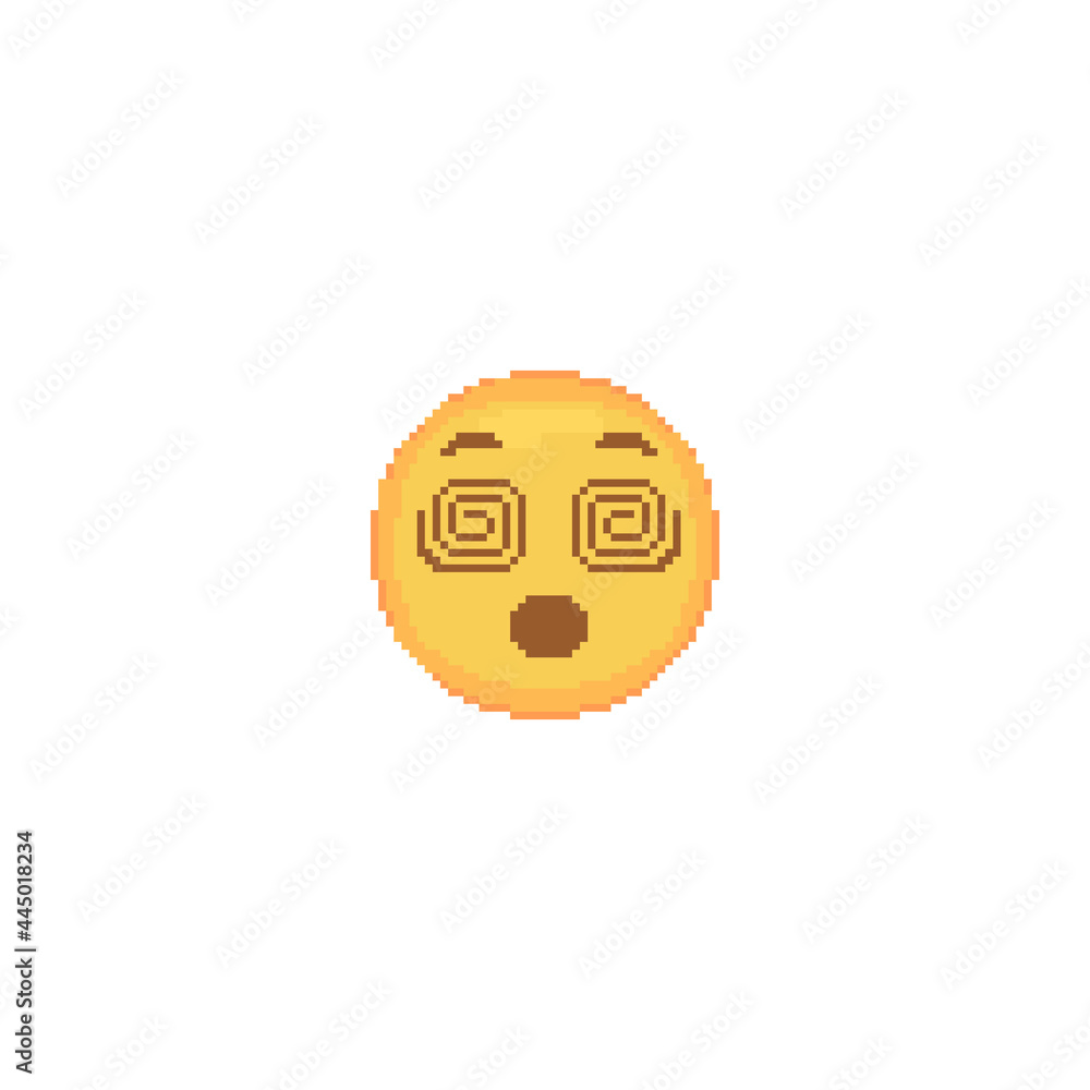 Pixel art Dizzy Emoji face icon. Vector cute pixel shock emoticon with ... Pixel art Dizzy Emoji face icon. Vector cute pixel shock emoticon with ...