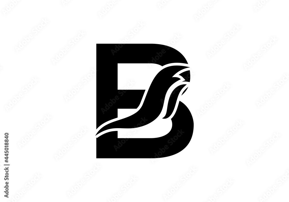 black and white Letter B logo with fire flame shape, emblem, design ...