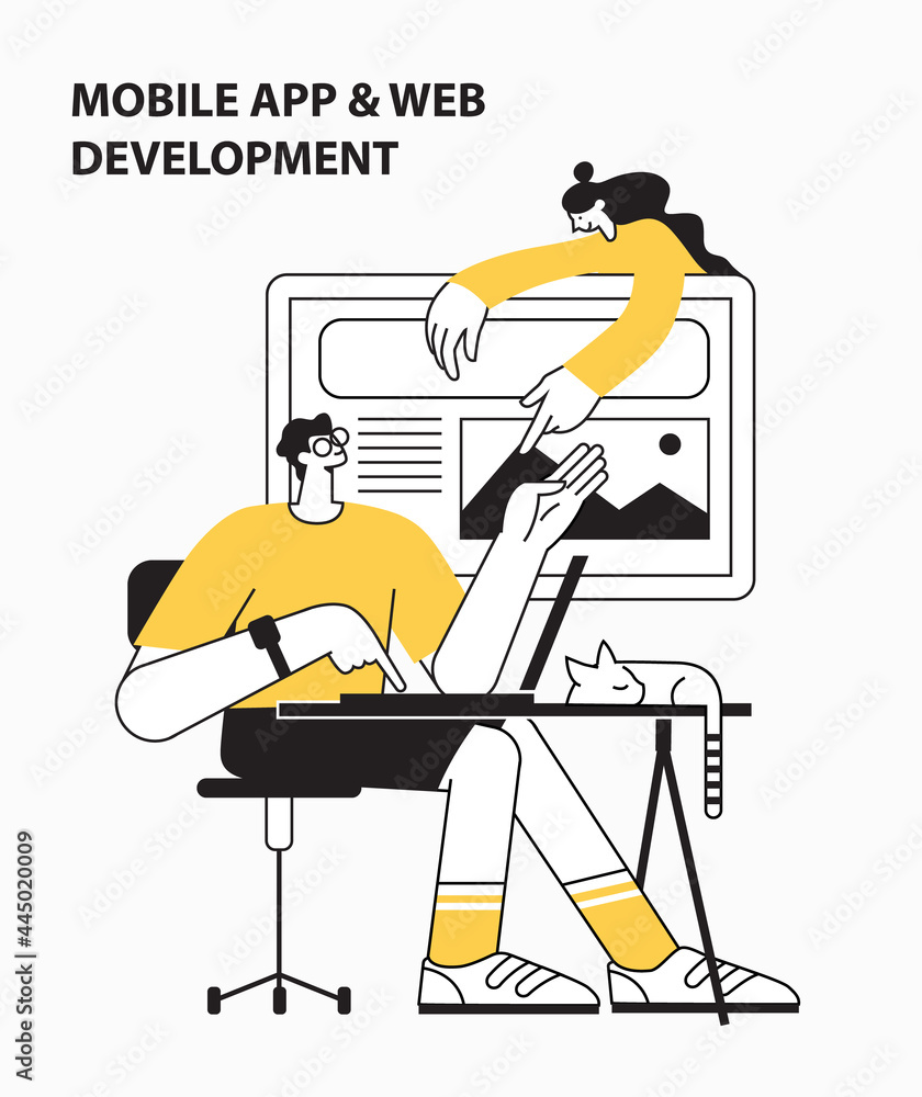 Web development agency abstract concept vector illustration set. Front ...