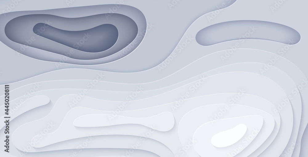 Topographic map in paper cut style. 3d abstract background with cut out ...