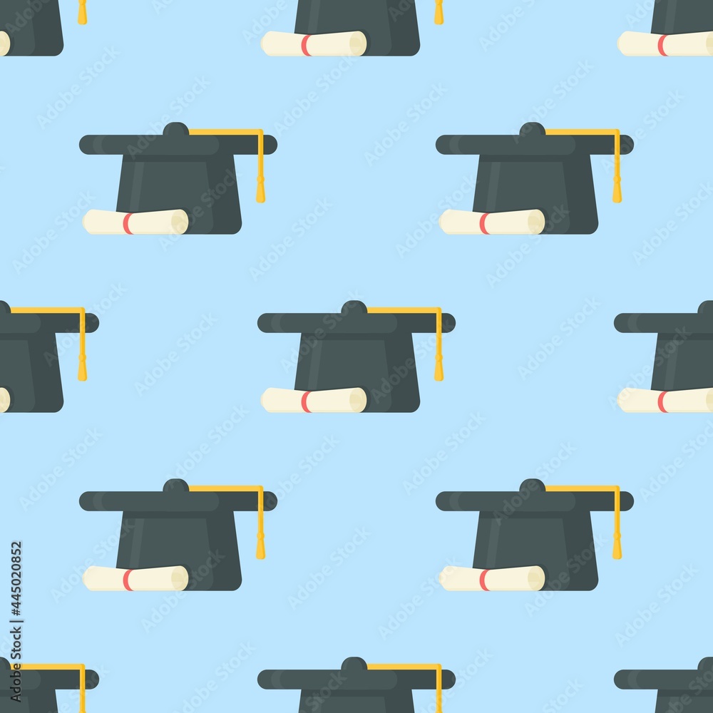 Vector illustration of the master's cap pattern. Graduation with a gold ...