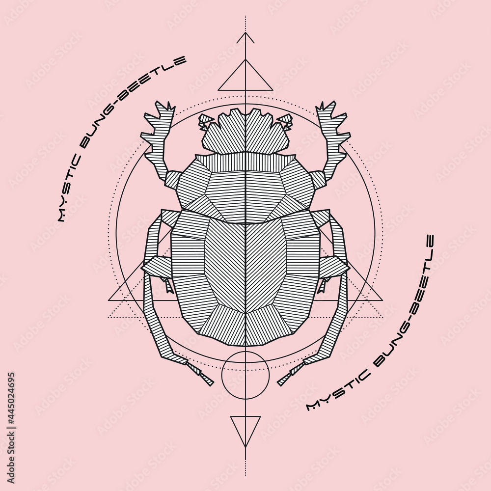 Mystic Вung-beetle Geometric Drawing Tattoo or Logo. Blackwork Art ...