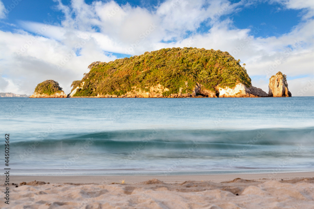 Scenic view of an island at the beach of Great Barrier Island, New ...