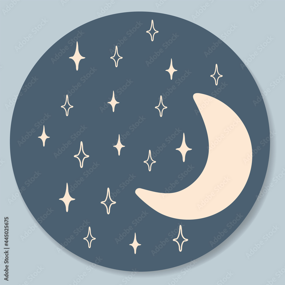 Decorative design elements. Moon and stars highlight cover. Vector ...