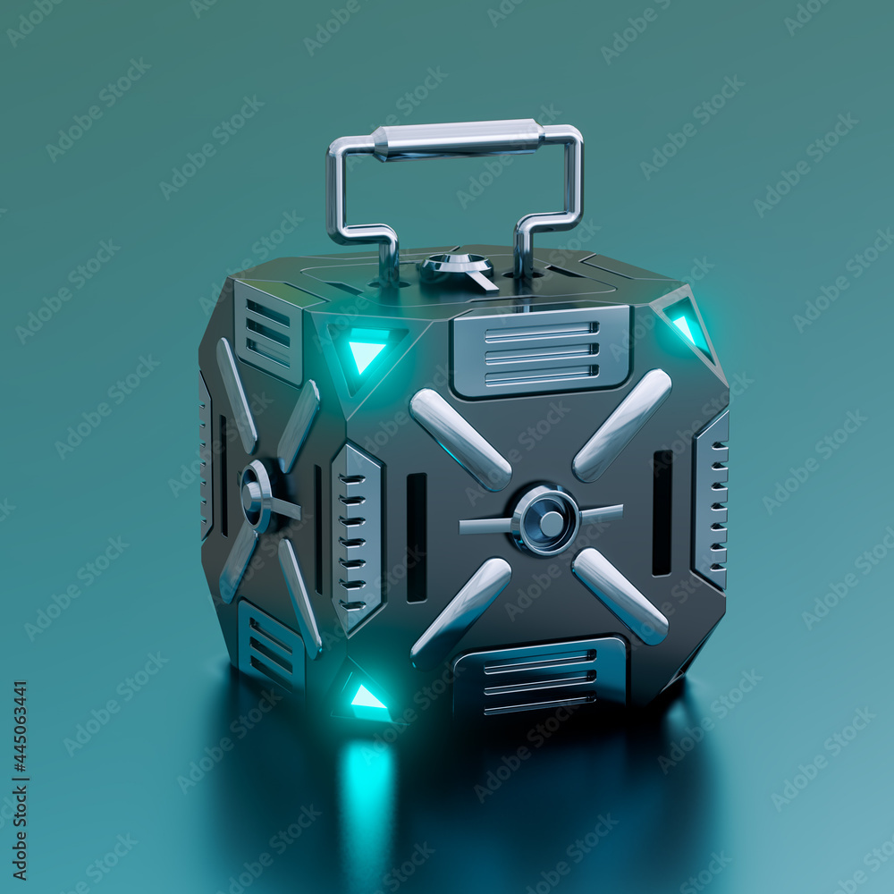 ภาพประกอบสต็อก Hi-tech futuristic sci-fi box container isolated on ...