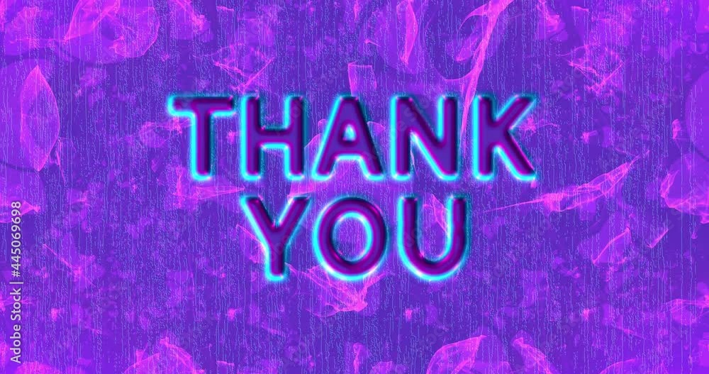 Thank You neon glowing greeting text on the motion background of shiny ...