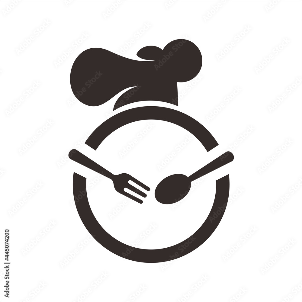 Fast food logo icon design template elements with spoon and fork. food ...