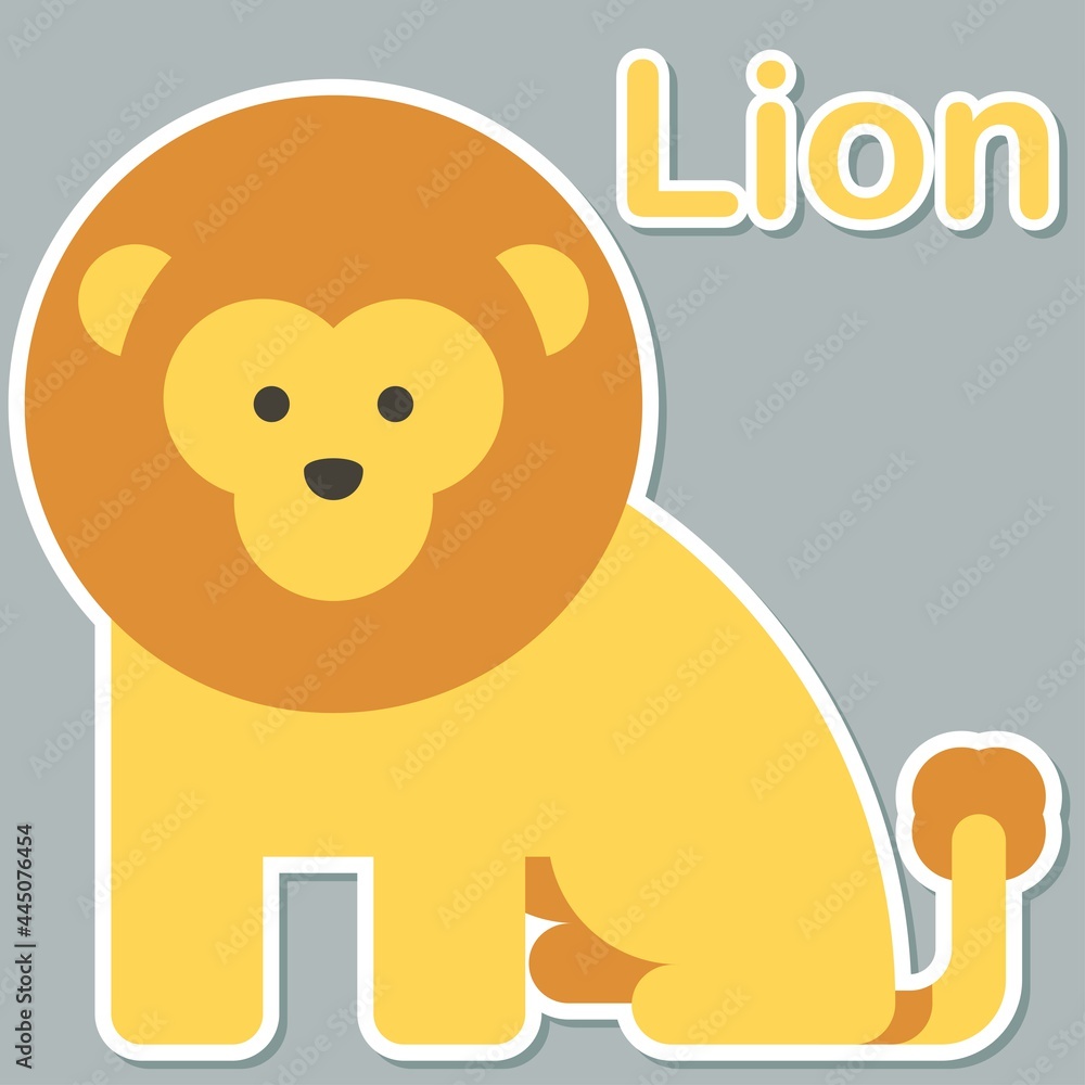Cute Lion vector illustration ready to print for kids learning animal ...