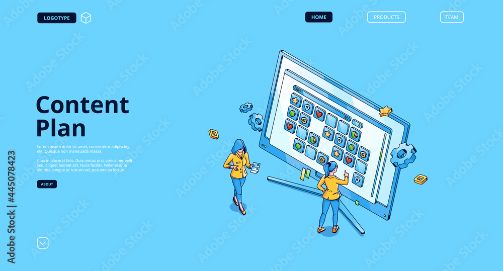 Content plan banner. Concept of organization work in social media ...