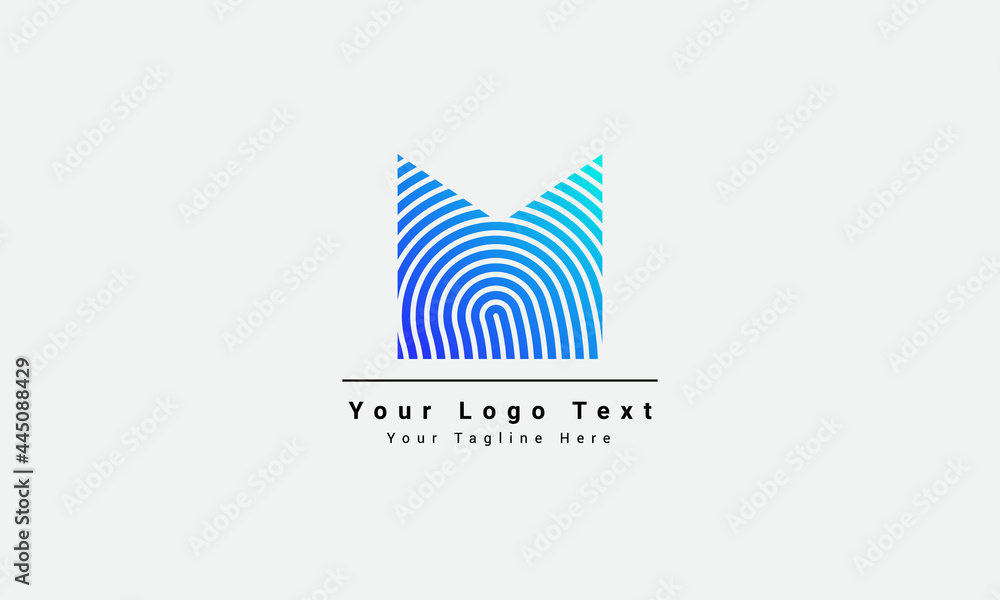 M letter logo with finger print. Creative vector design template ...