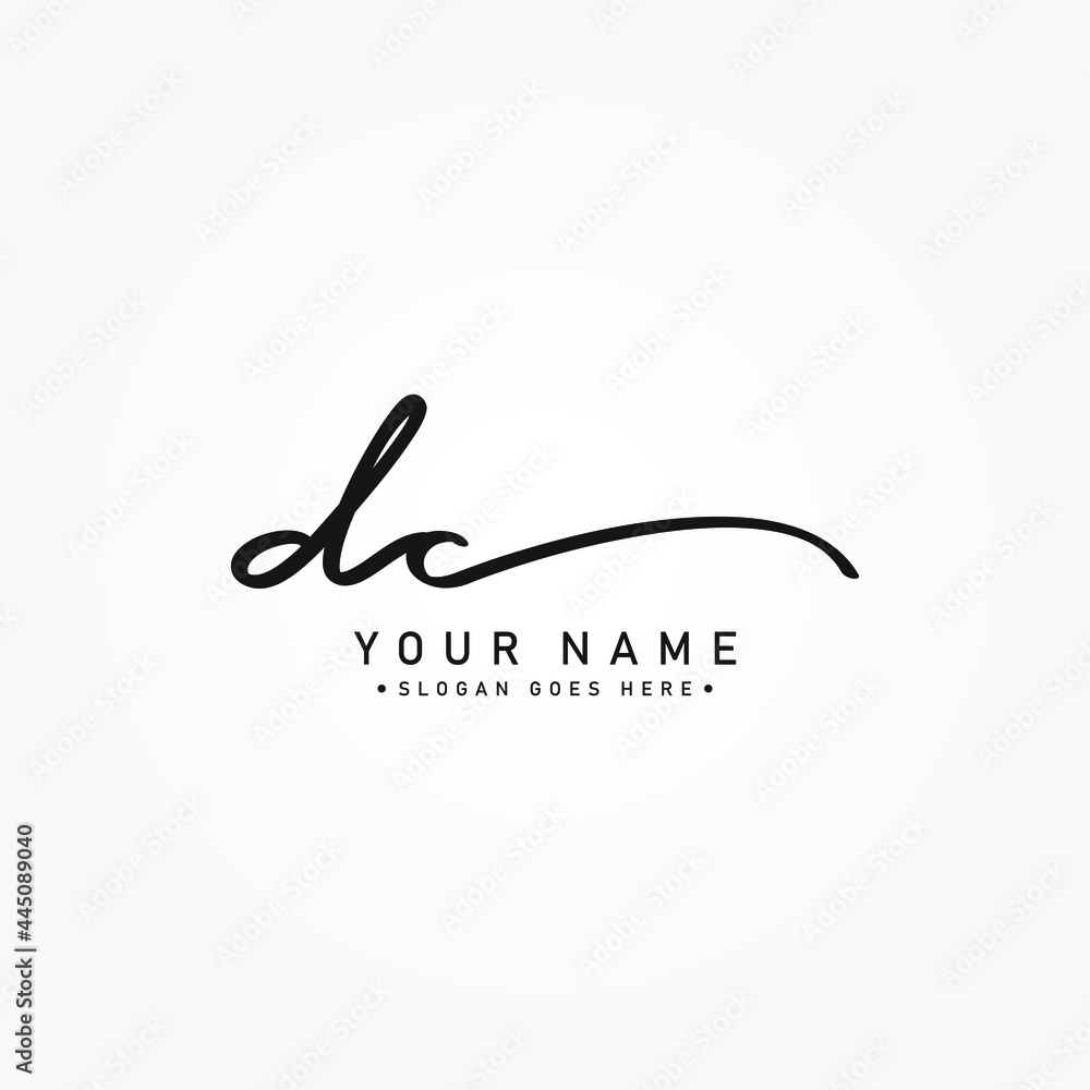 Initial Letter DC Logo - Hand Drawn Signature Logo Stock Vector | Adobe ...