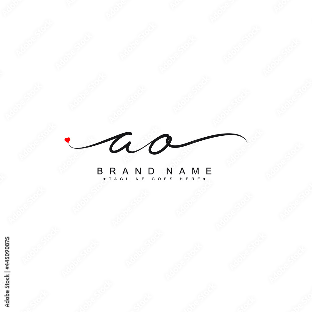 Initial Letter AO Logo - Hand Drawn Signature Logo Stock Vector | Adobe ...