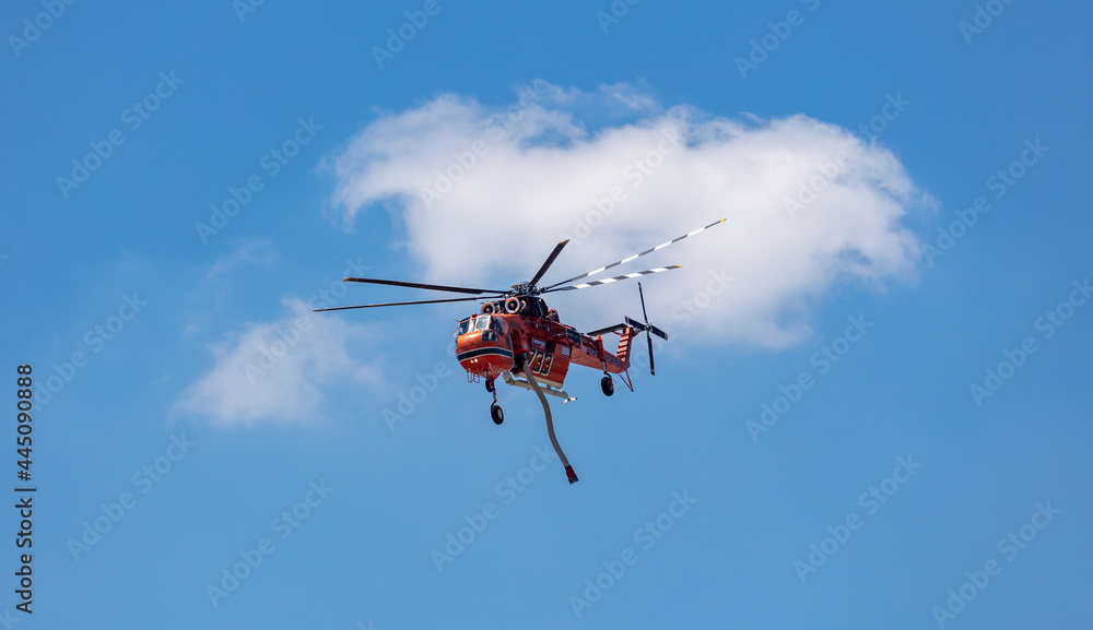 Greek fire brigade Erickson helicopter returning to airport after a ...