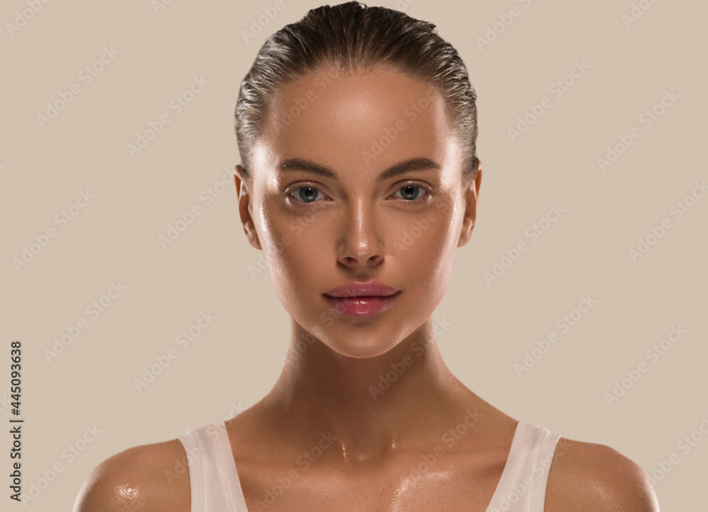 Beautiful woman face healthy skin natural make up close up Stock Photo ...