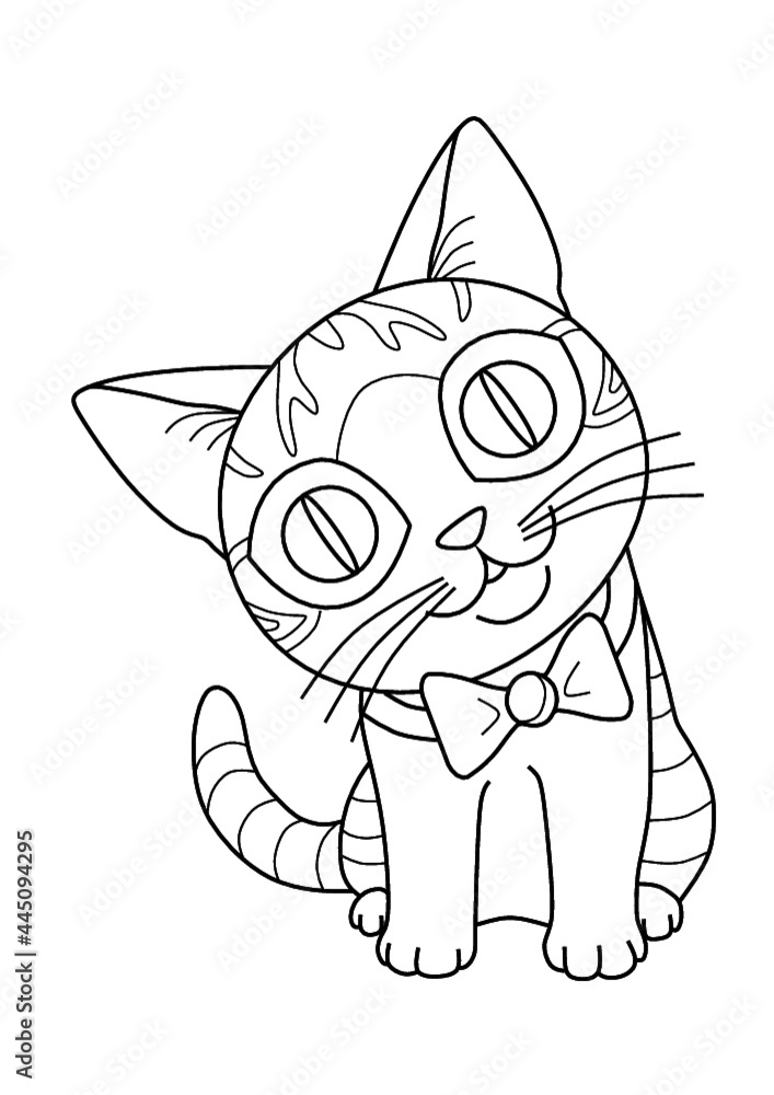 cute cat coloring page, kawaii cat kitten coloring page, funny cat ...