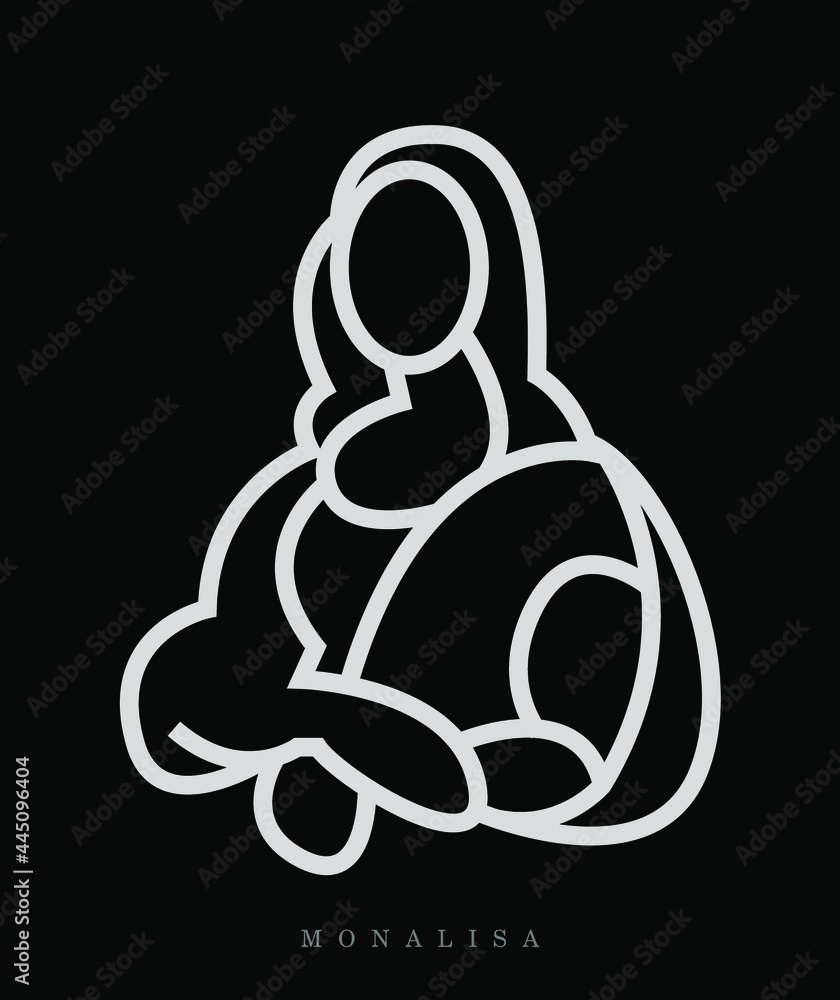 Mona Lisa in graphic form. Mona Lisa line drawing illustration ...