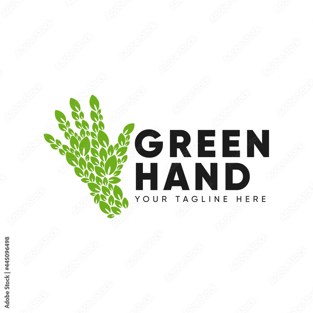 Hand shaped from leaves, organic hand logo design. Leaf logo design ...