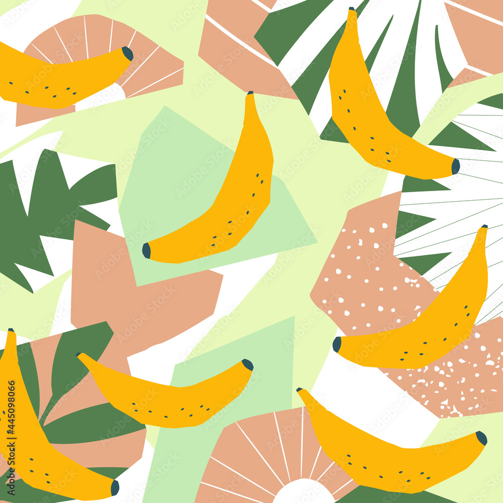 Banana fruit poster. Summer tropical design with bananas. Banner for ...