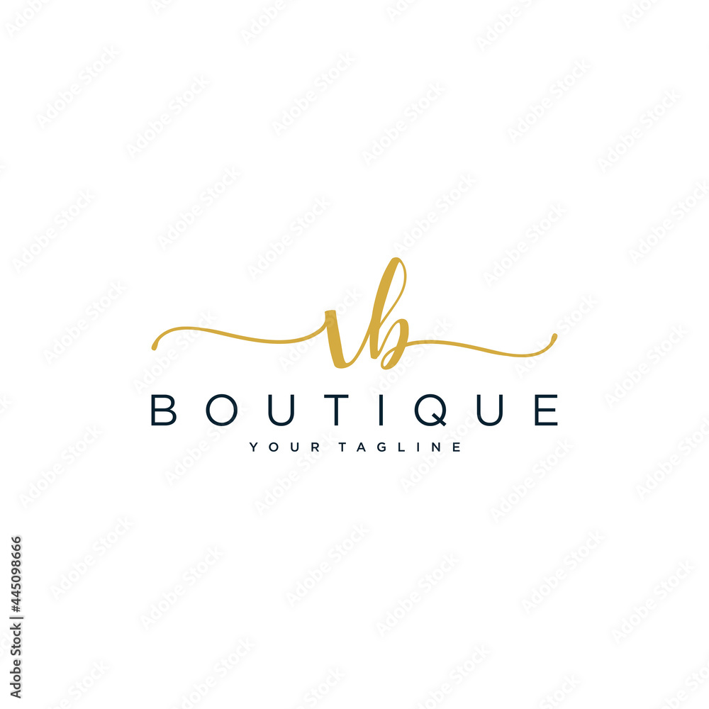 Initials letter VB handwriting logo vector template Stock Vector ...