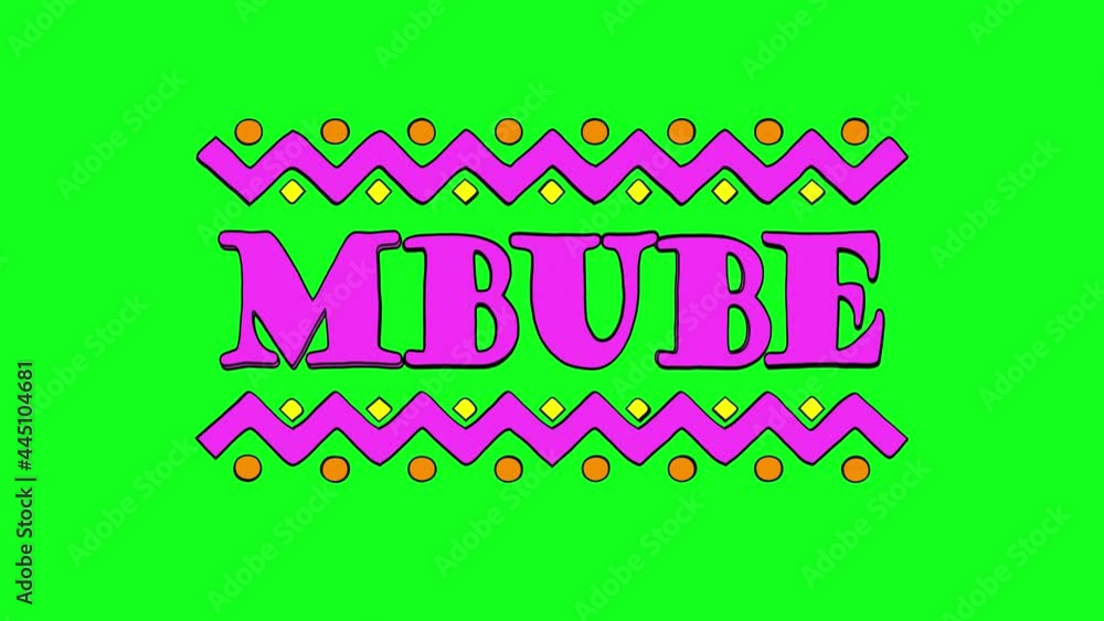 Mbube African music style. 4K color video. Animation text on green ...