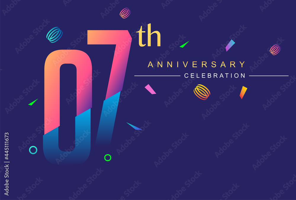 7th anniversary celebration with colorful design, modern style with ...