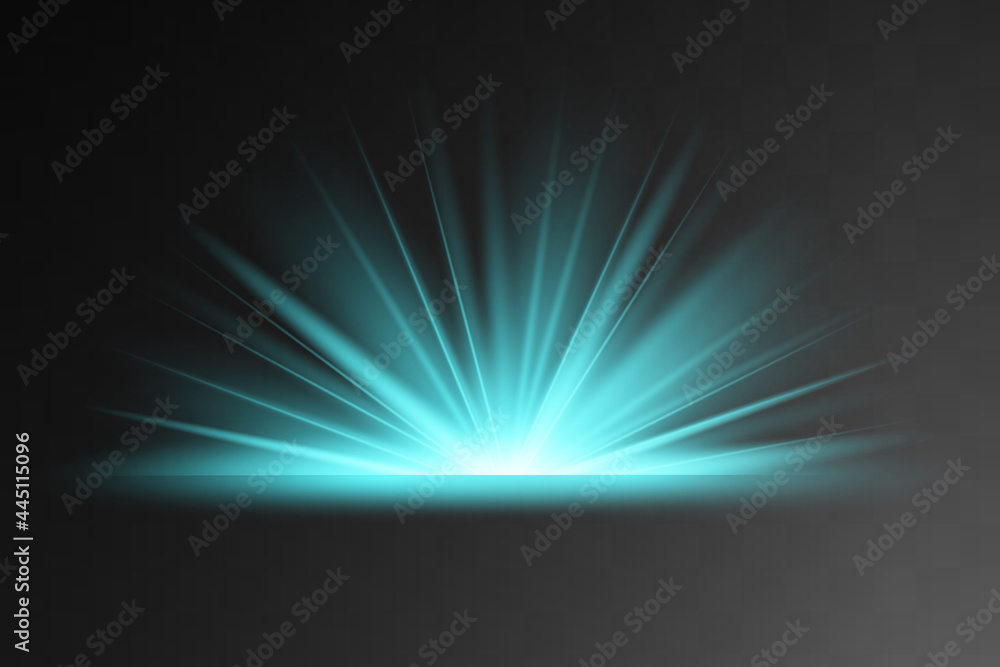Blue glowing light explodes on a transparent background. Sparkling ...