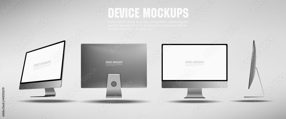 Realistic personal computer from different angles. 3D projection PC ...