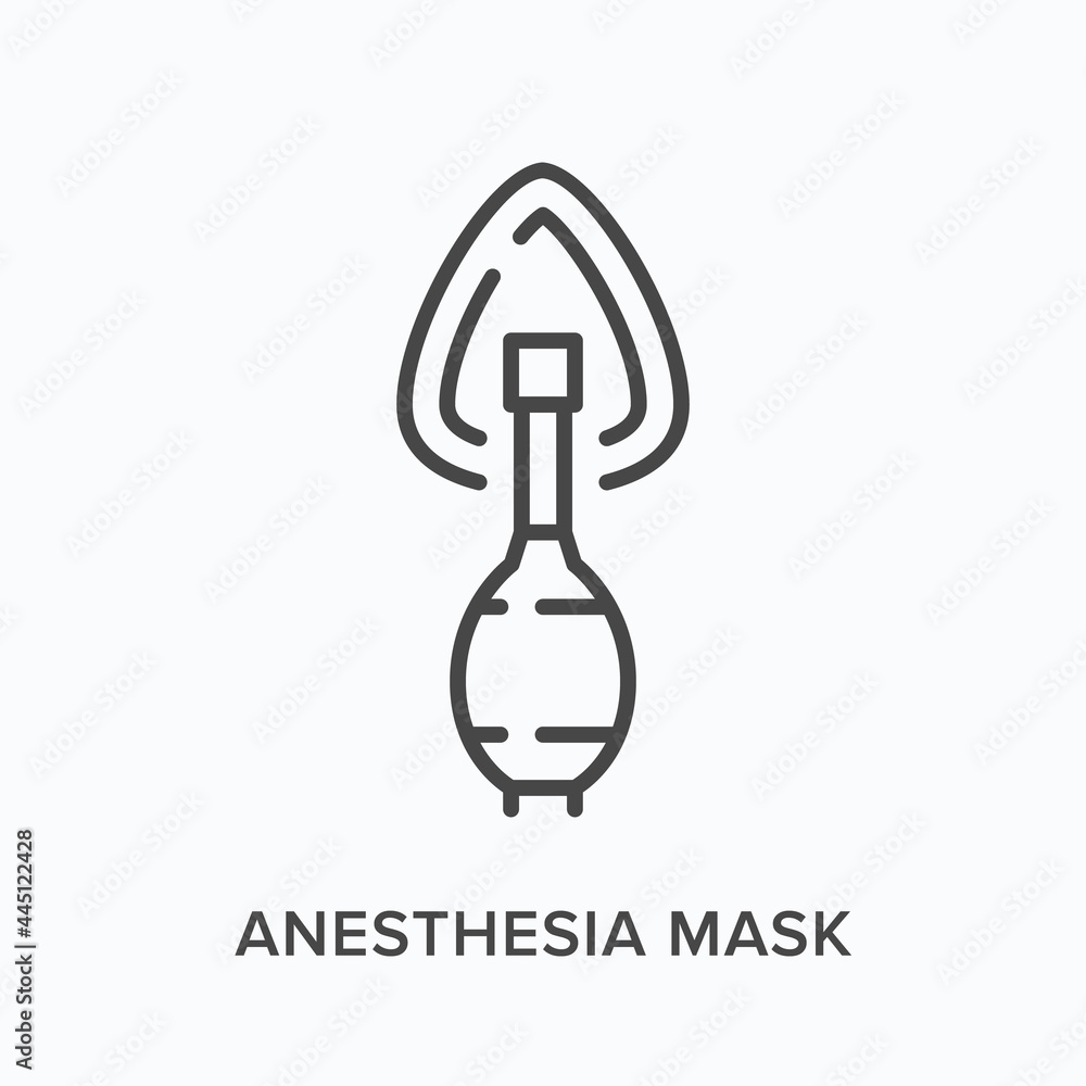 Anesthesia mask flat line icon. Vector outline illustration of ...