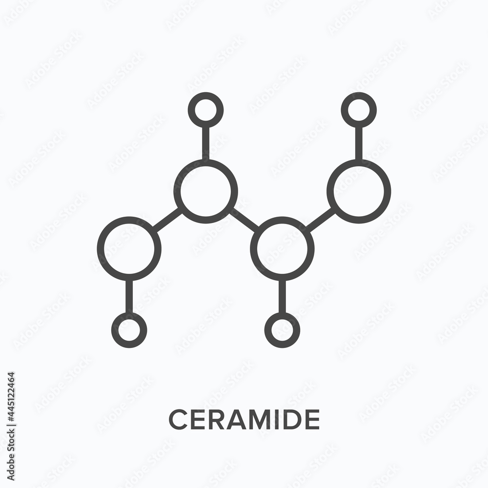 Ceramide mask flat line icon. Vector outline illustration of molecular ...
