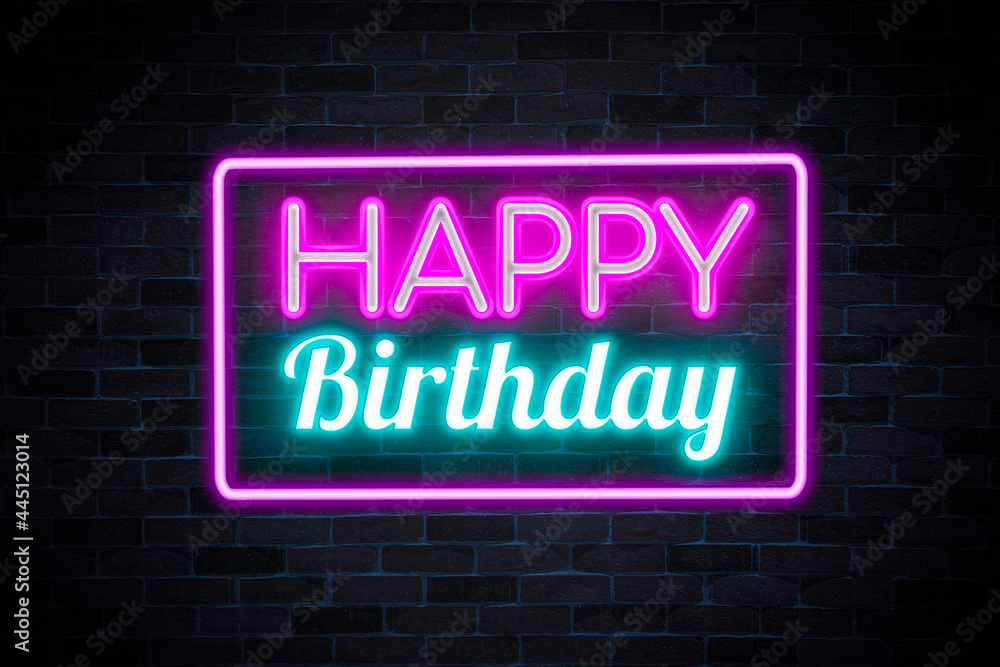 Happy Birthday sign the banner, shining light signboard collection ...