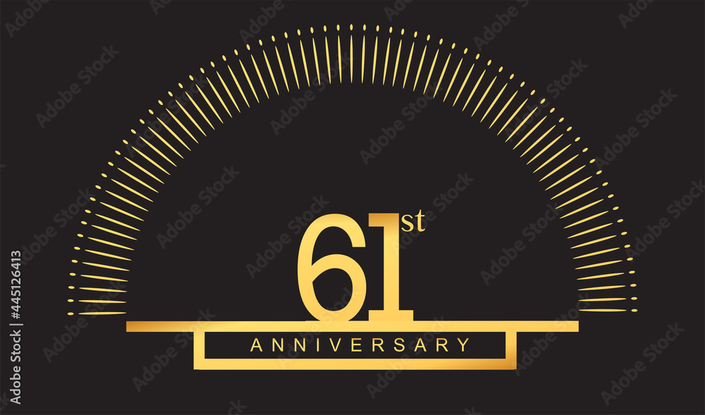 61st years golden anniversary logo celebration with firework elegant ...