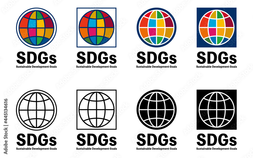 SDGs 地球のアイコン・ロゴマーク、カラフル＆白黒8種 Stock ベクター | Adobe Stock