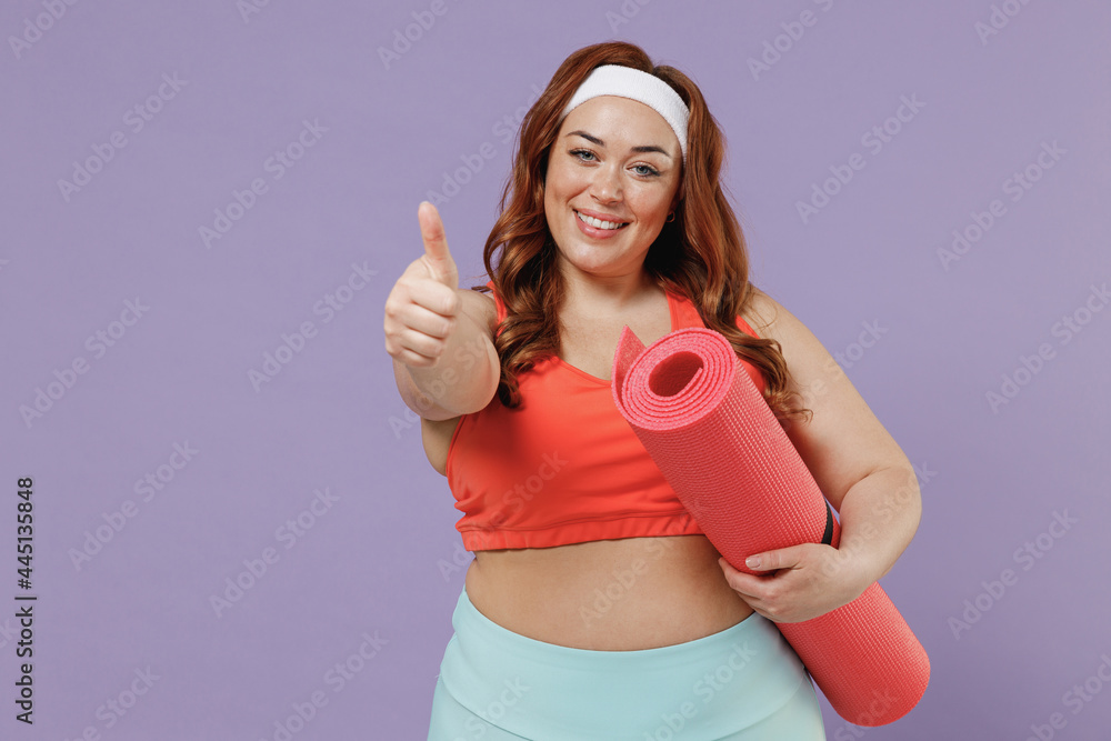 Young fun chubby overweight plus size big fat fit woman wear red top ...