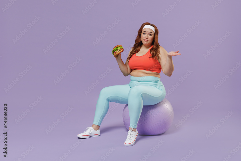 Full length addicted young chubby overweight plus size big fat woman in ...