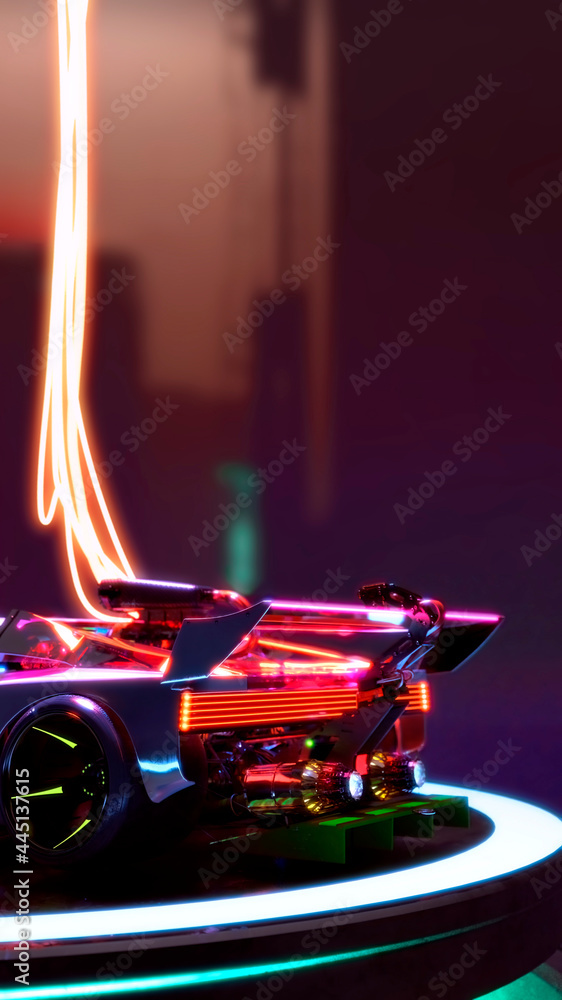 A Futuristic Car with a Cyberpunk Tail Light, Carbon Blower and an ...
