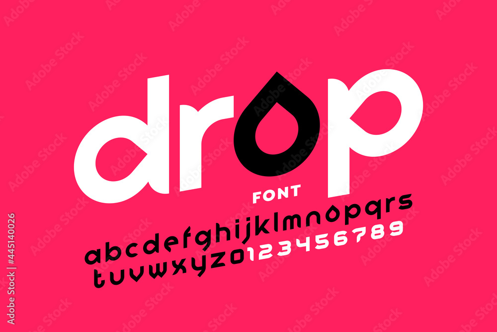 Drops style font design, lowercase alphabet letters and numbers vector ...