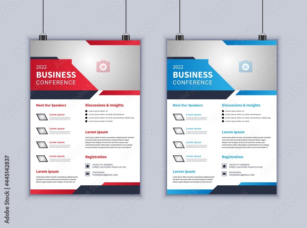 Business conference flyer template vector design. Flyer 2 page template ...