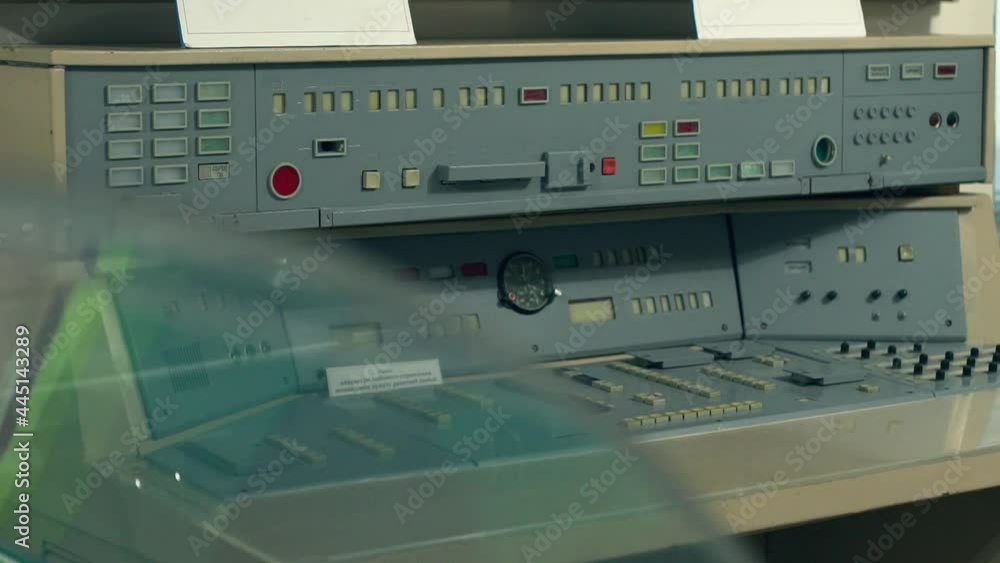 Military base bunker. Nuclear warhead control panel. Panel with sensors ...