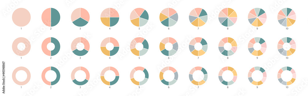 Wheel Round Diagram Part Symbol Pie Chart Color Icons Segment Slice